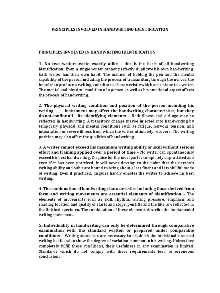 Principles of Handwriting Identification | PDF | Signature | Cognition