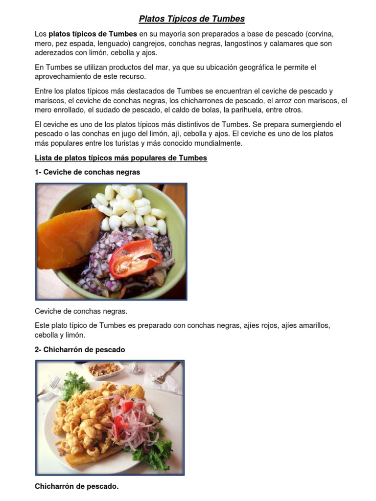 Platos Típicos de Tumbes | PDF | Mariscos | Cilantro