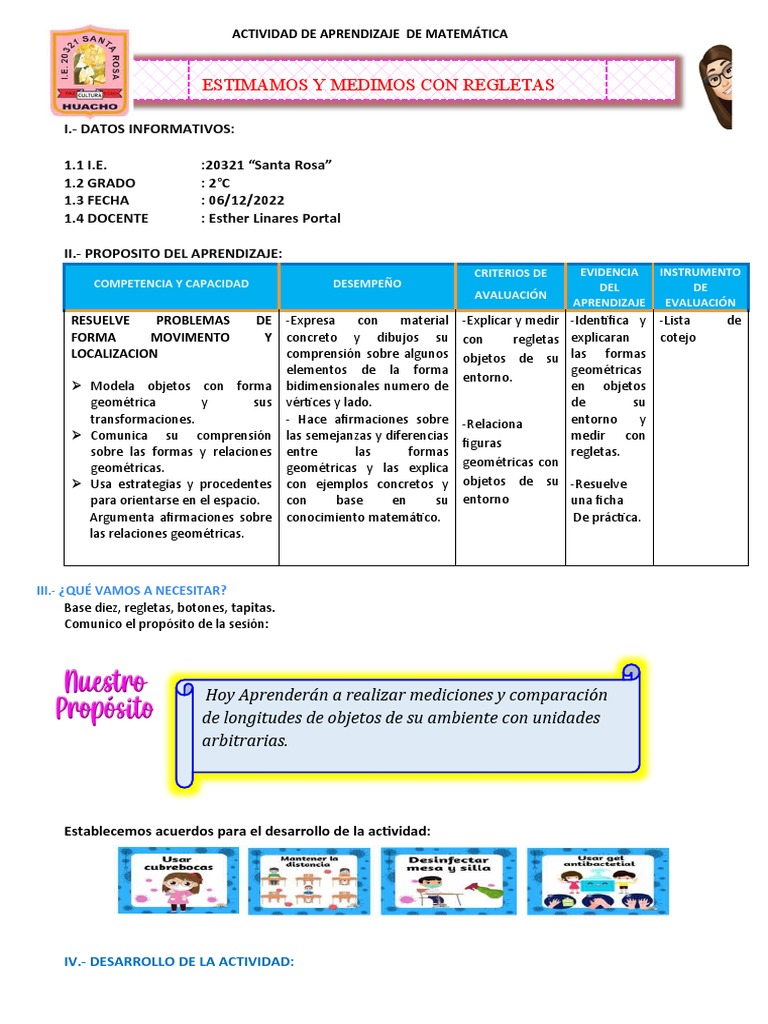 Sesion de Matemàtica - Diciembre 2022 | PDF | Aprendizaje | Evaluación