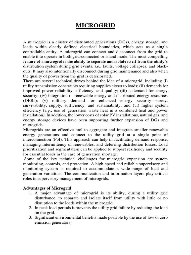 Micro Grid | PDF | Distributed Generation | Electrical Grid