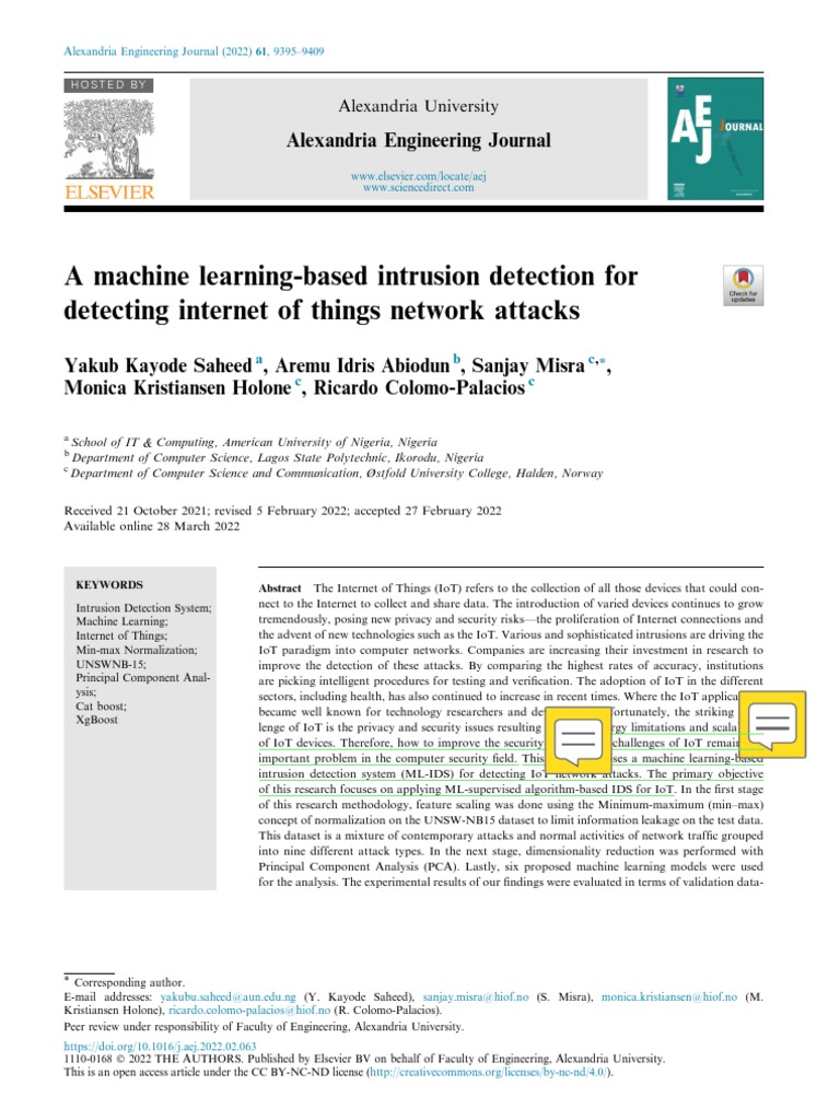 A Machine Learning-Based Intrusion Detection | PDF | Internet Of Things ...