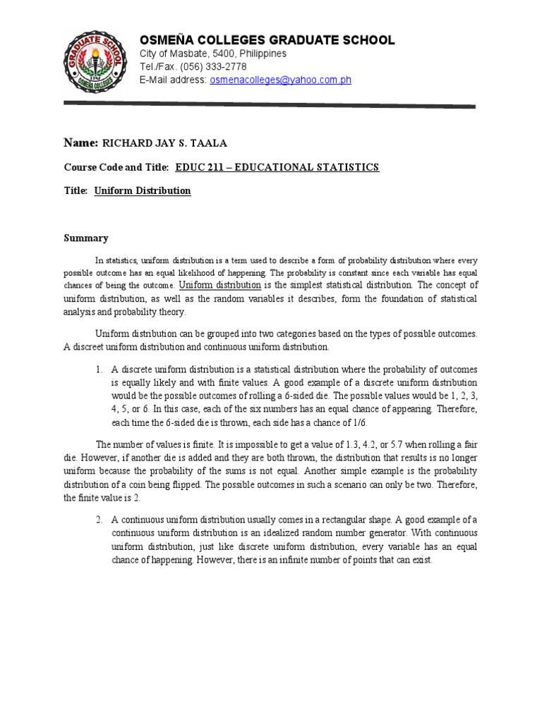 Uniform Distribution Pdf