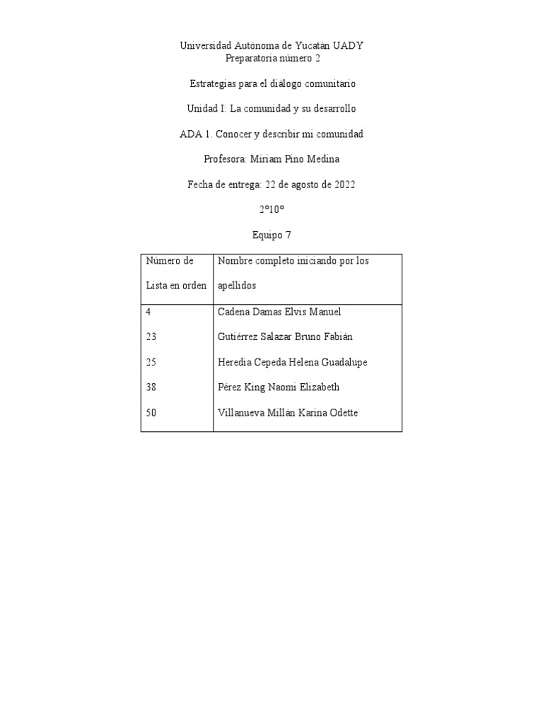 ADA 1 - 2º 10 - Equipo 7 | PDF