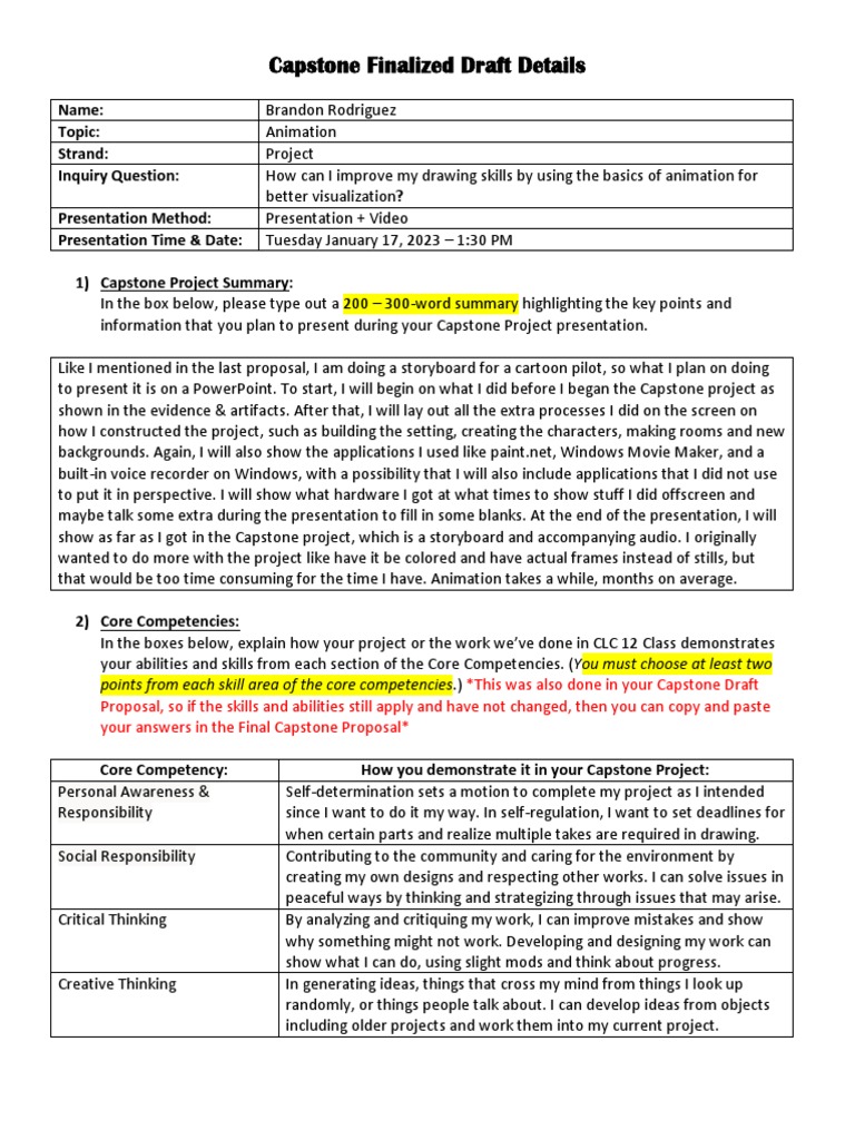 Capstone Final Draft | PDF | Animation | Thought