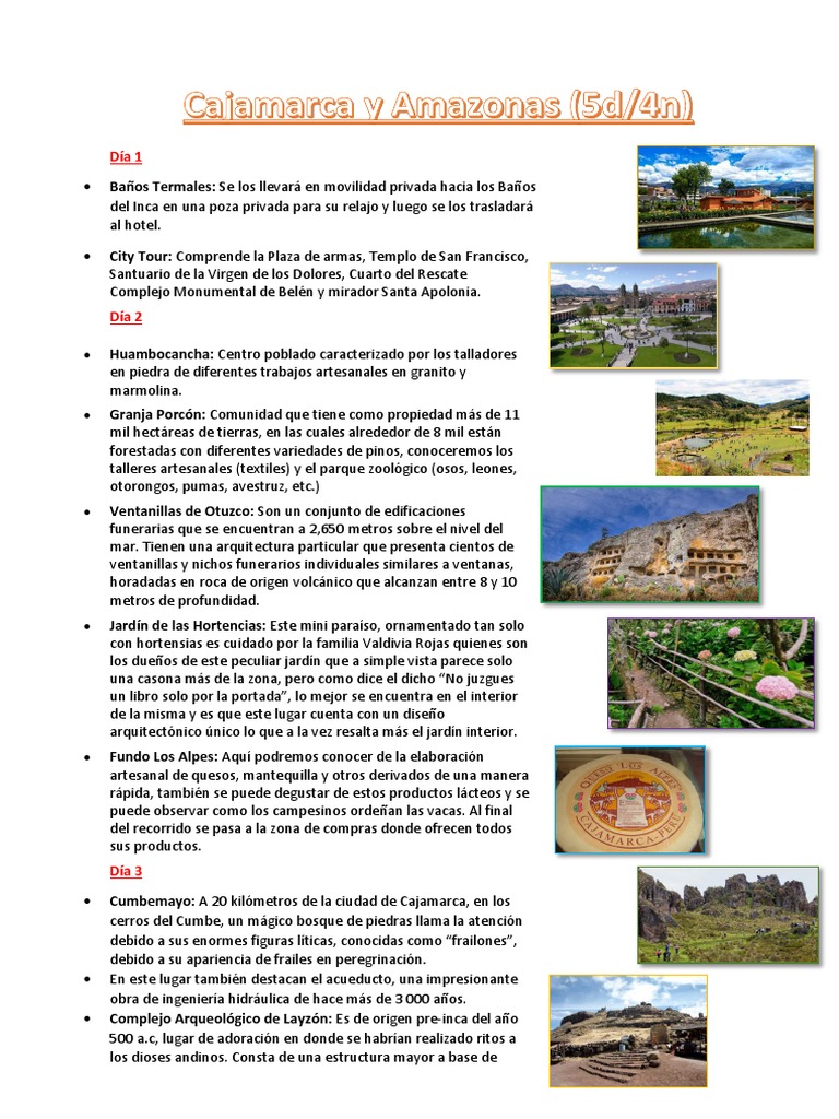 Programa Turístico Cajamarca-Amazonas | PDF