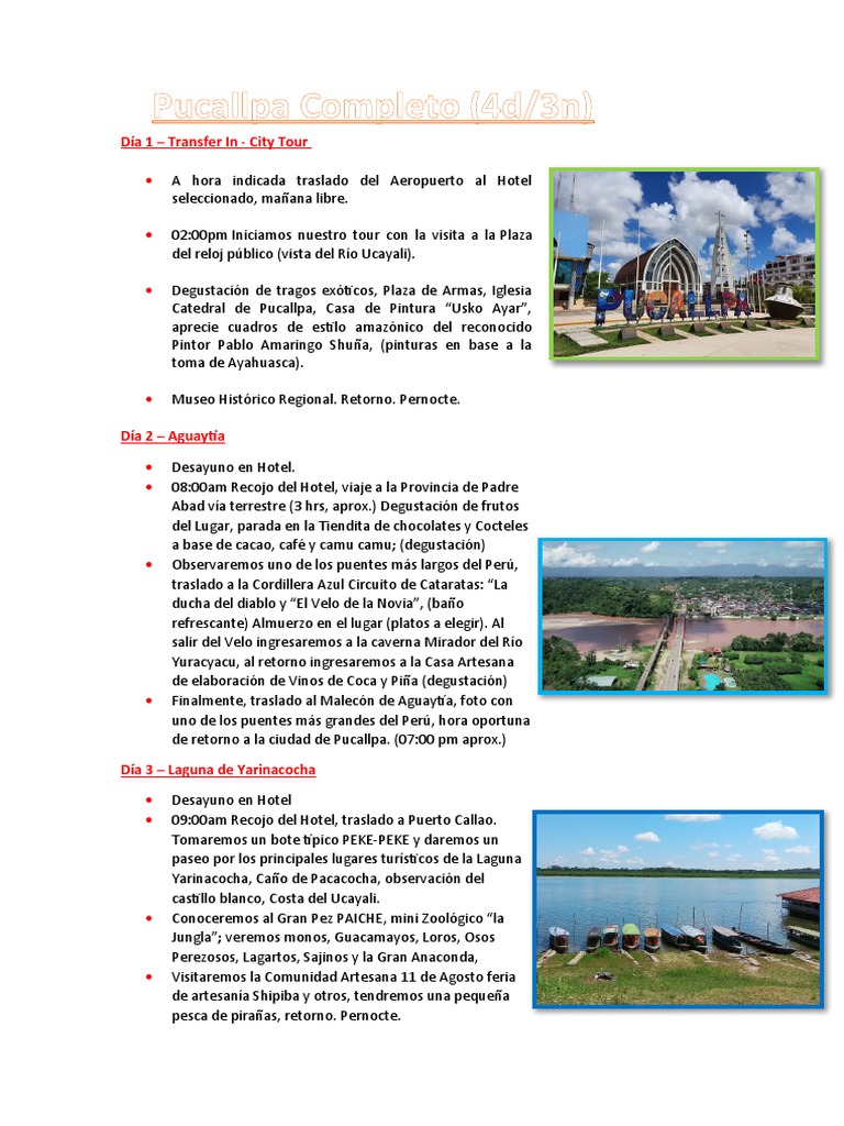 Programa Turístico Ucayali | PDF