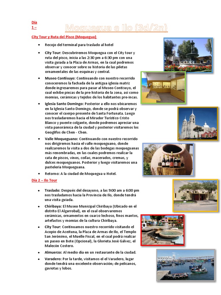 Programa Turístico Moquegua | PDF | Cocina | Comida y bebida