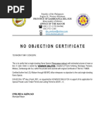 Barangay Certification-Interposing No Objection | PDF