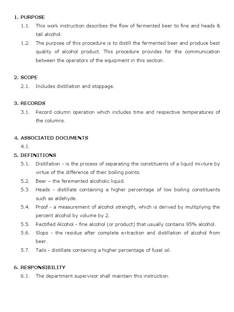 Work Instruction-Distillation | PDF | Distillation | Ethanol