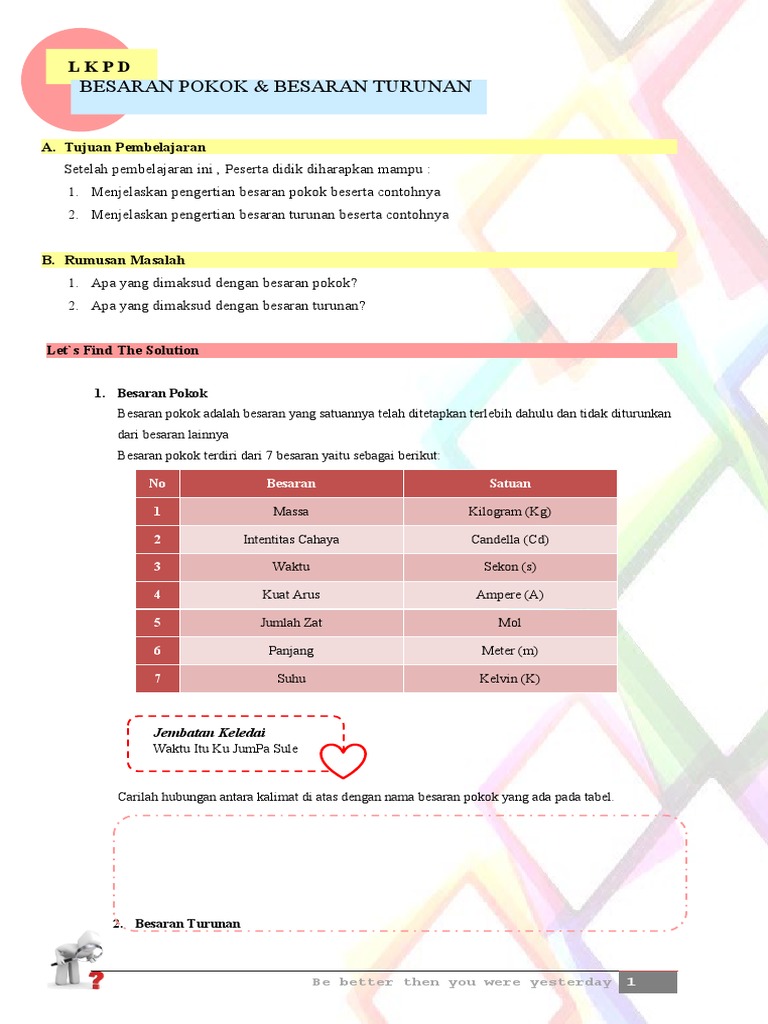 LKPD Besaran Pokok dan Turunan | PDF