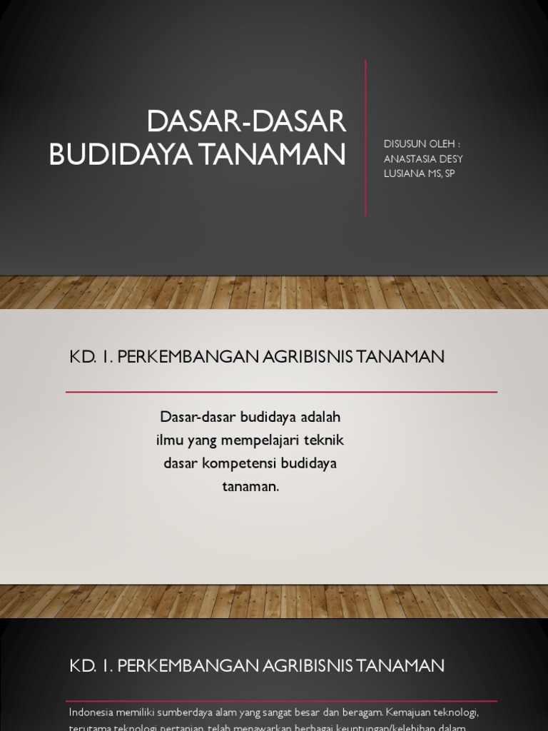 Dasar-Dasar Budidaya Tanaman | PDF