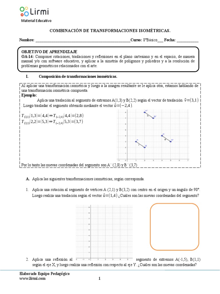 COMBINACIONES DE TRANSFORMACIONES ISOMETRICAS | PDF | Rotación | Simetría