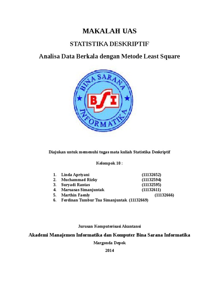 Makalah Uas: Statistika Deskriptif Analisa Data Berkala Dengan Metode Least Square | PDF