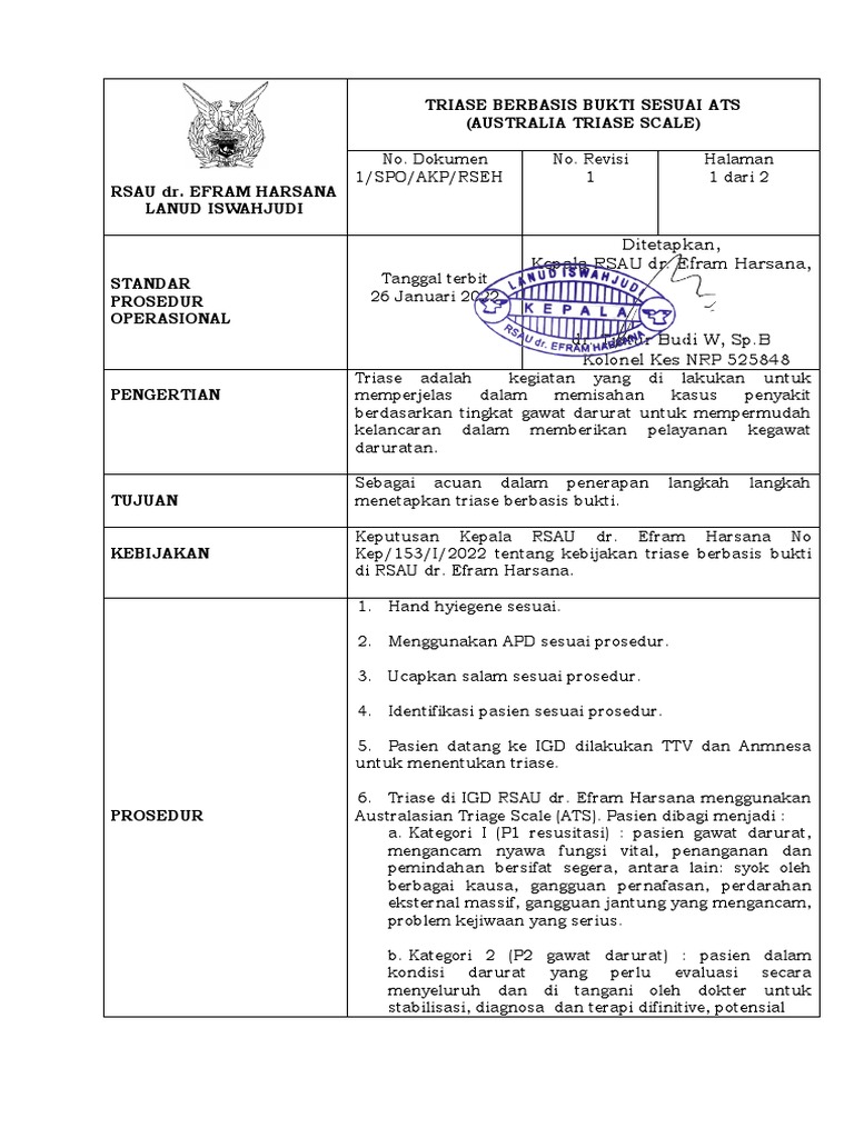 SPO Triase ATS - 1 | PDF