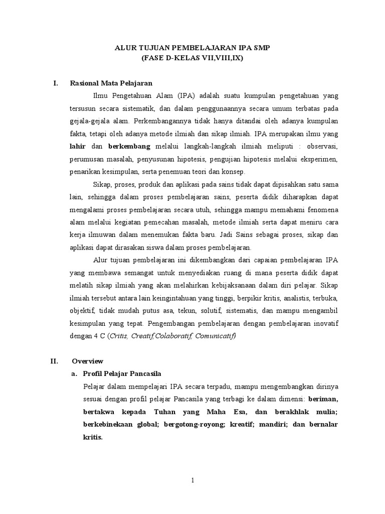 FINAL ATP - IPA - SMP - fASE D - SR 1 | PDF | Sains & Matematika
