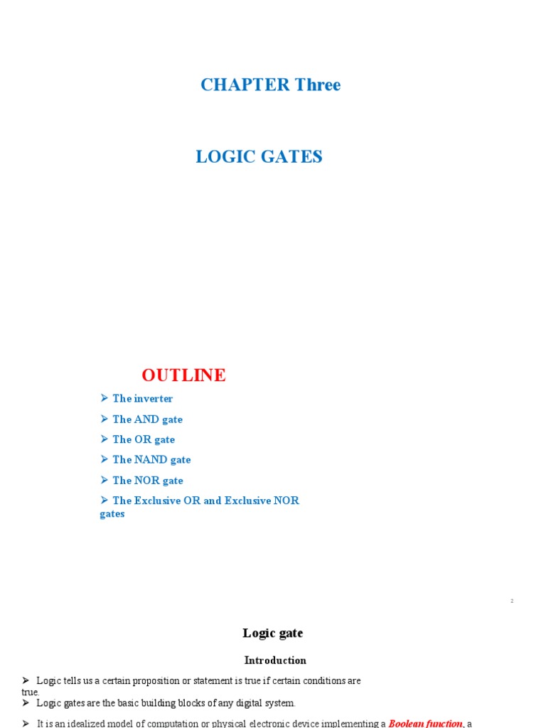 DLD Chapter 3 | PDF | Logic Gate | Electronic Circuits