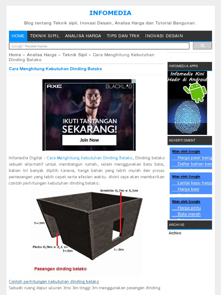 Cara Menghitung Kebutuhan Dinding Batako | PDF