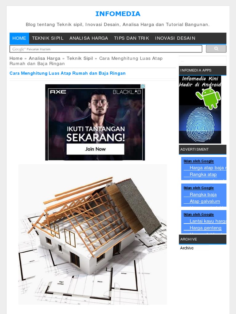 Cara Menghitung Luas Atap Rumah Dan Baja Ringan | PDF