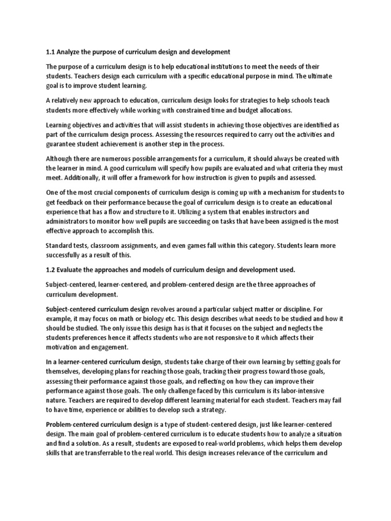 Curriculum Assiggnment | PDF | Curriculum | Teaching Method