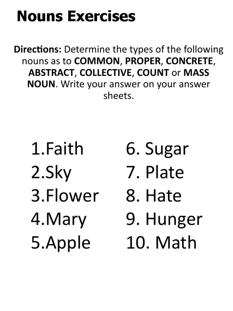 Nouns Exercises | PDF