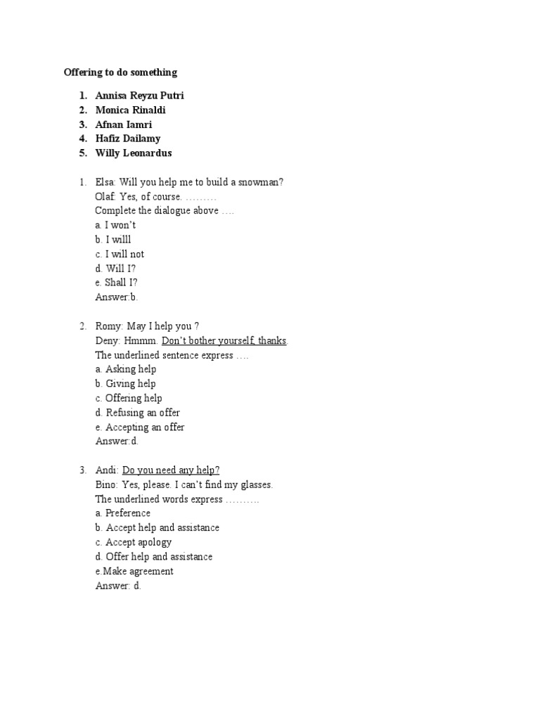 Offering To Do Something | PDF