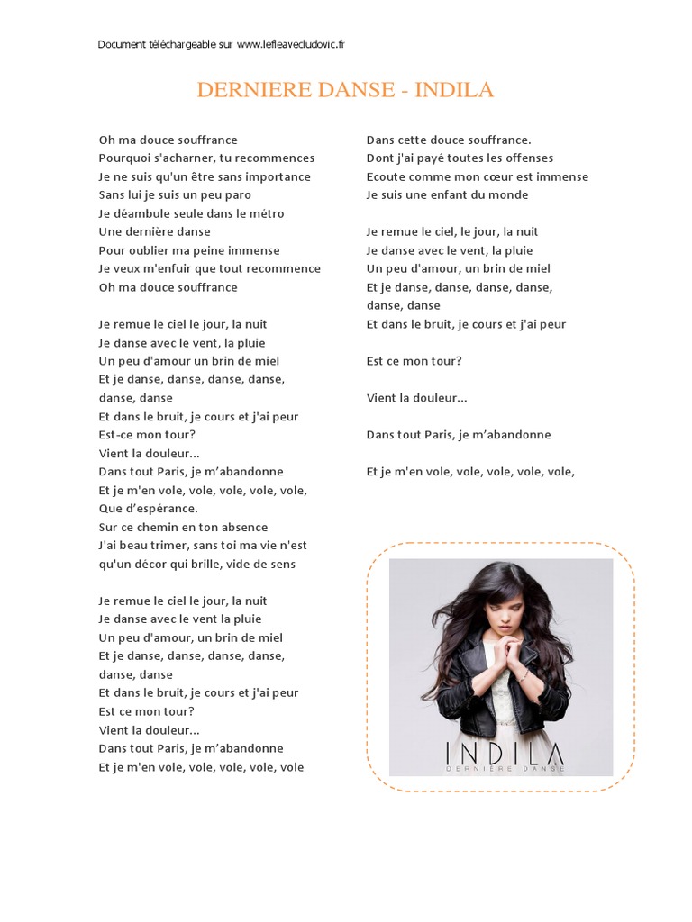 Paroles de "Dernière Danse" - Indila | PDF