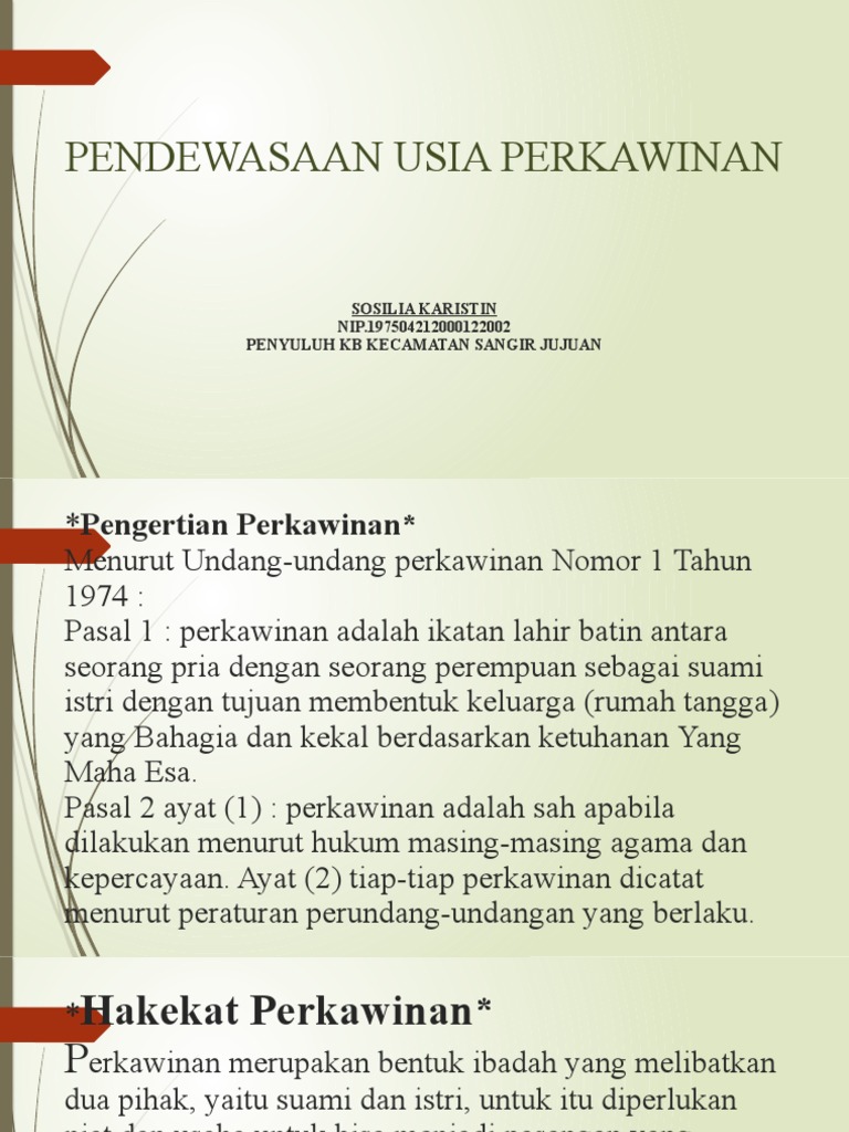 Pendewasaan Usia Perkawinan Pdf