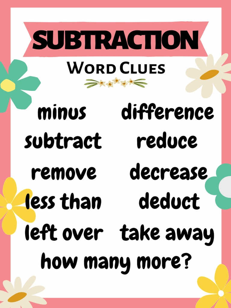 Subtraction Word Clues | PDF