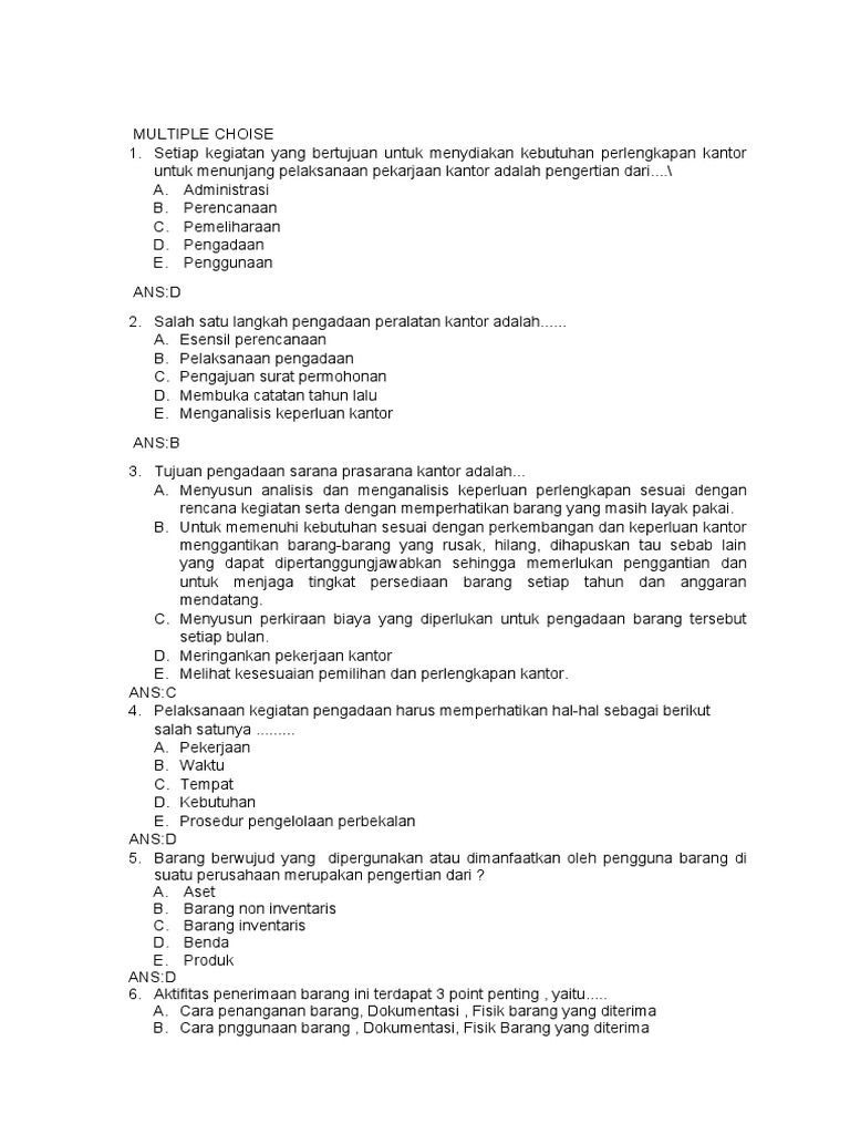 Soal Otk Sarana Prasarana Kelas Xii Otkp | PDF Soal Otk Sarana Prasarana Kelas Xii Otkp | PDF