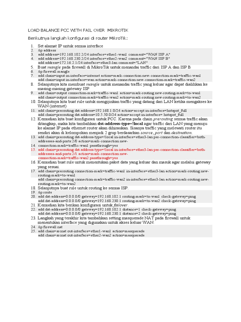 Mikrotik PCC Load Balance & Failover | PDF | Komputer