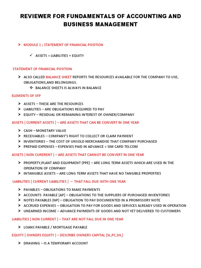 Accounting Fundamentals Overview | PDF | Income Statement | Balance Sheet