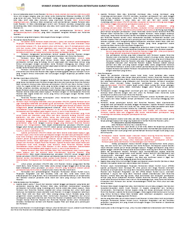 Syarat Dan Ketentuan Surat Pesanan | PDF