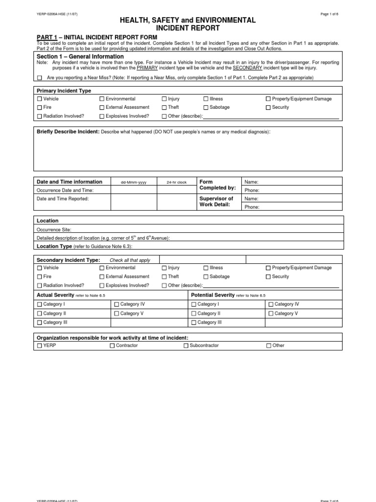 Health and Safety Incident Report Form | PDF | Vehicles | Burn