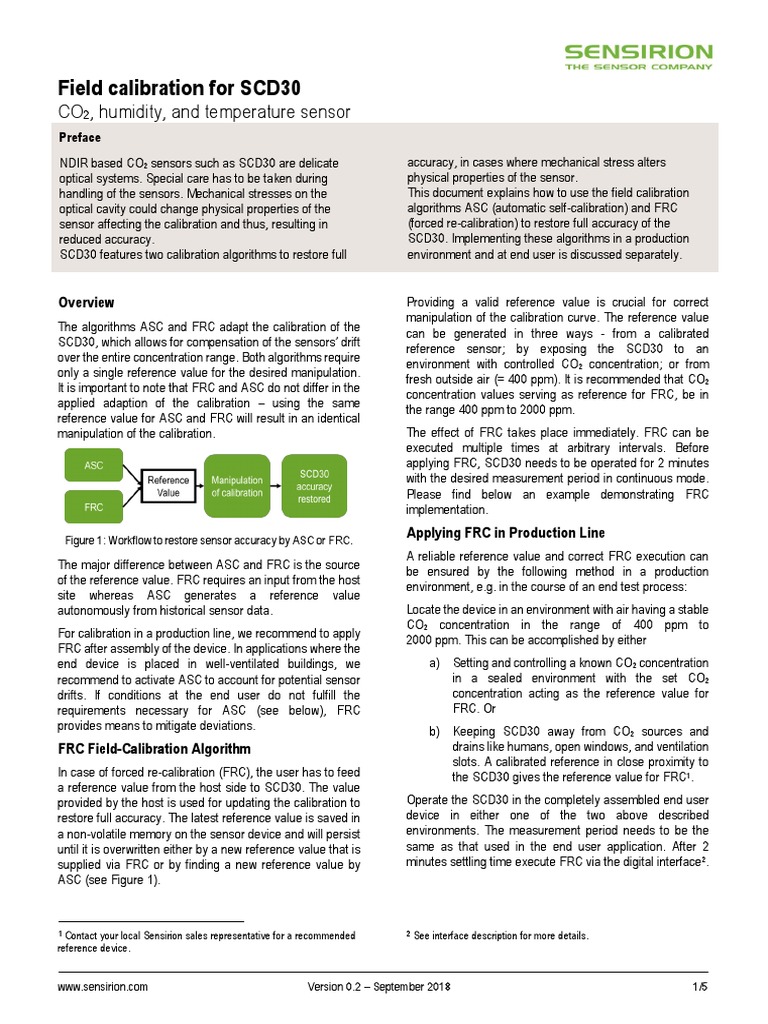 Sensirion CO2 Sensors SCD30 Field Calibration | PDF | Calibration | Sensor