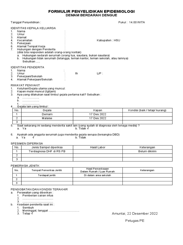 Formulir Pe DBD 1 | PDF | Pengembangan Diri | Kesehatan Holistik