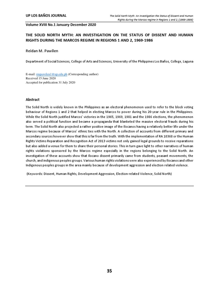 Solid North Myth: Human Rights Under Marcos | PDF | Philippines ...