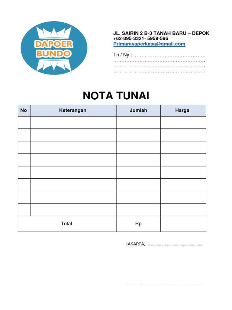 Nota Tunai: TN / Ny: .. .. .. . | PDF