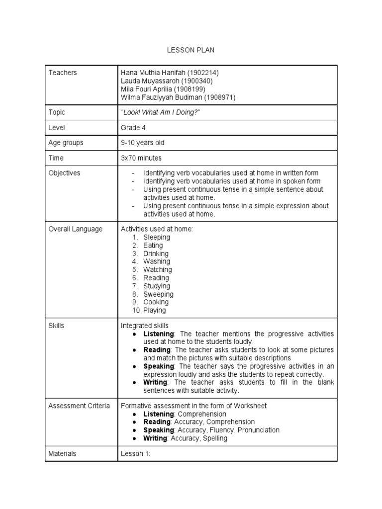 Lesson Units - Grade 4 - Group 2 (Hana, Lauda, Mila, Wilma) | PDF ...