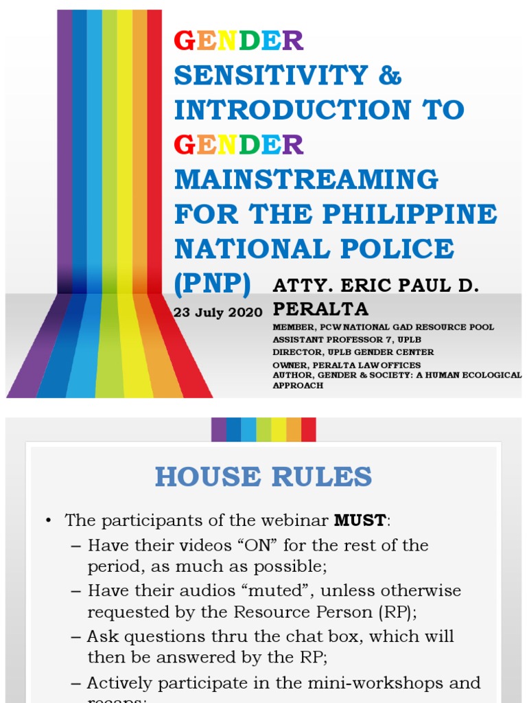 1-Gender Sensitivity & Mainstreaming in The PNP | PDF | Transgender ...