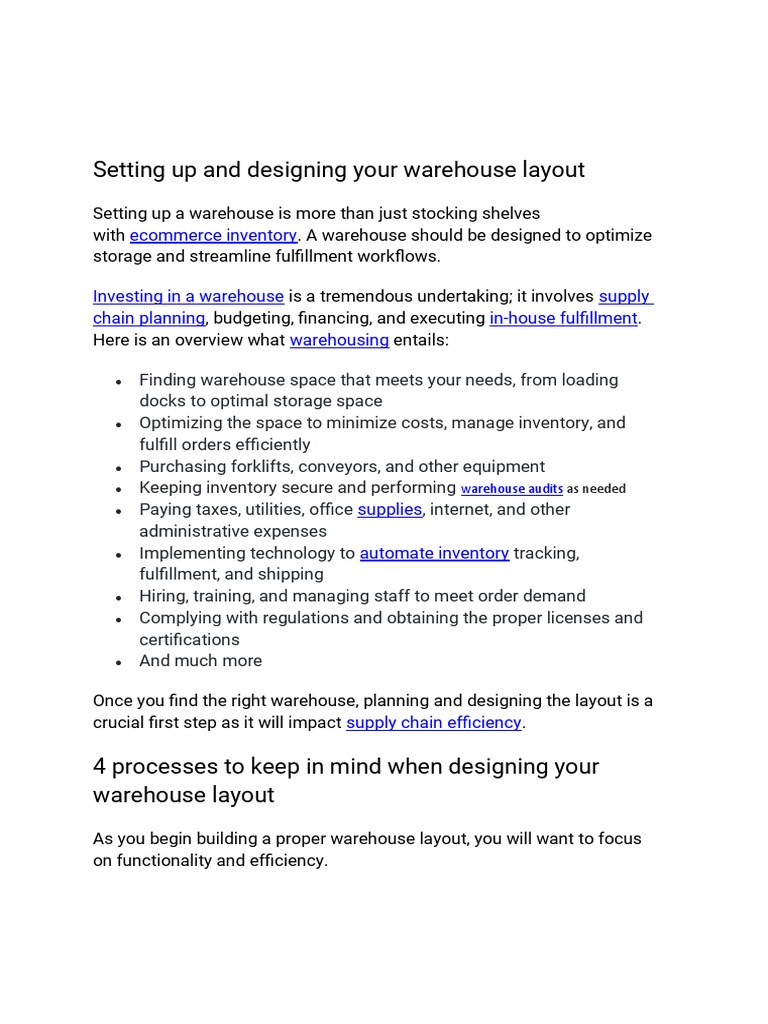 Setting Up and Designing Your Warehouse Layout | PDF | Warehouse ...
