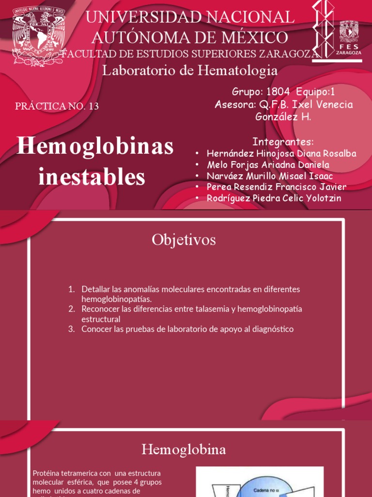 Hemoglobinas Inestables y Talasemias | PDF | Sangre | Hematología