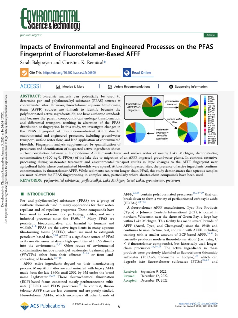 Impacts of Environmental and Engineered Processes On The PFAS ...