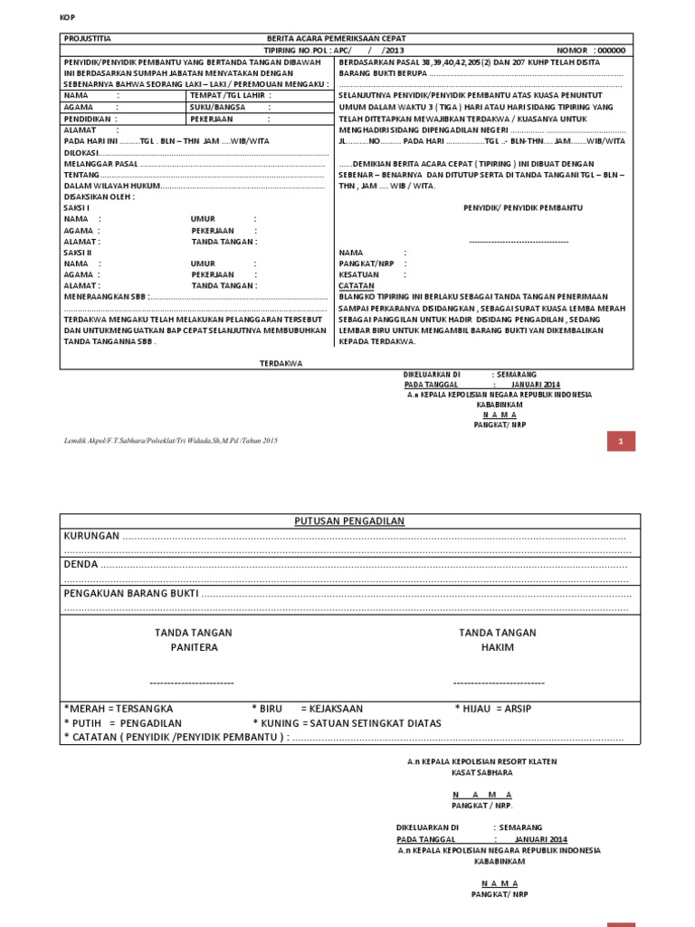 10 Blanko Tipiring Pemeriksaan Cepat | PDF