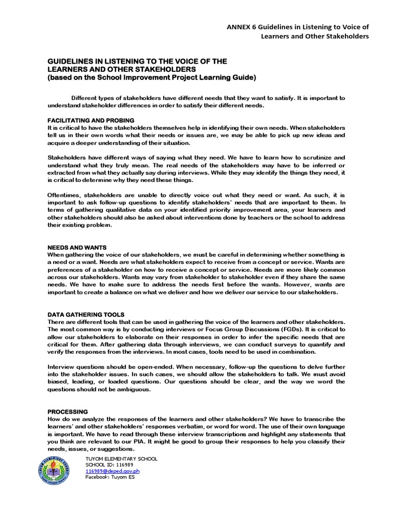 Annex 6 Guidelines For VOLS | PDF | Learning | Focus Group