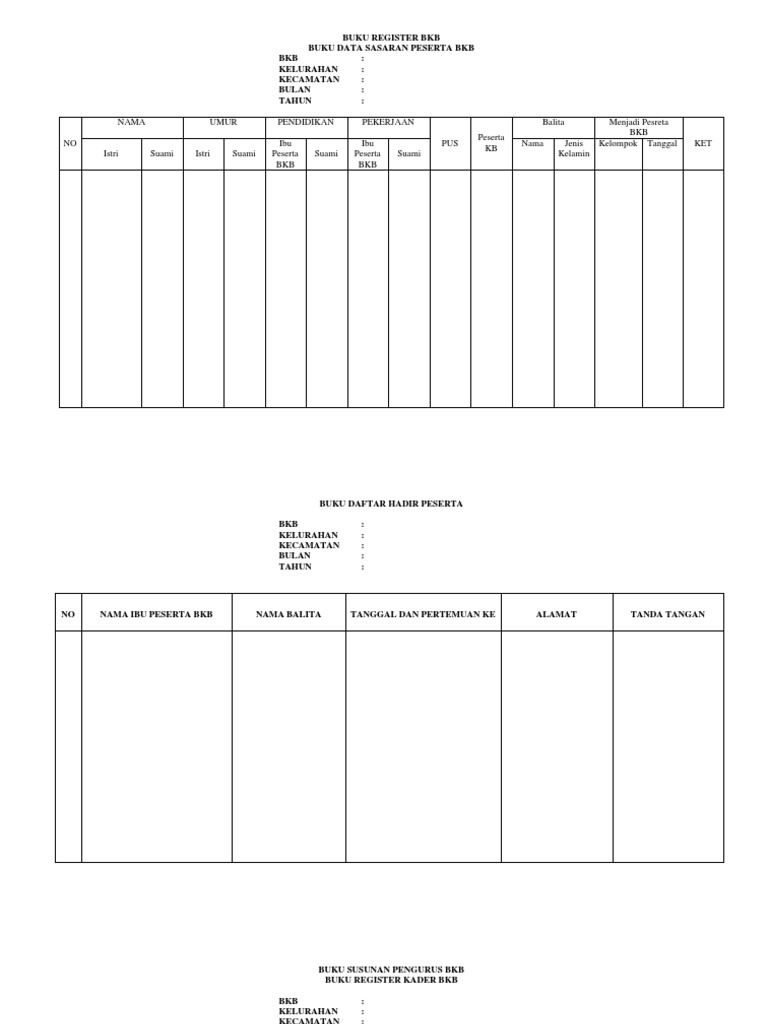 Buku Administrasi dan Register BKB | PDF