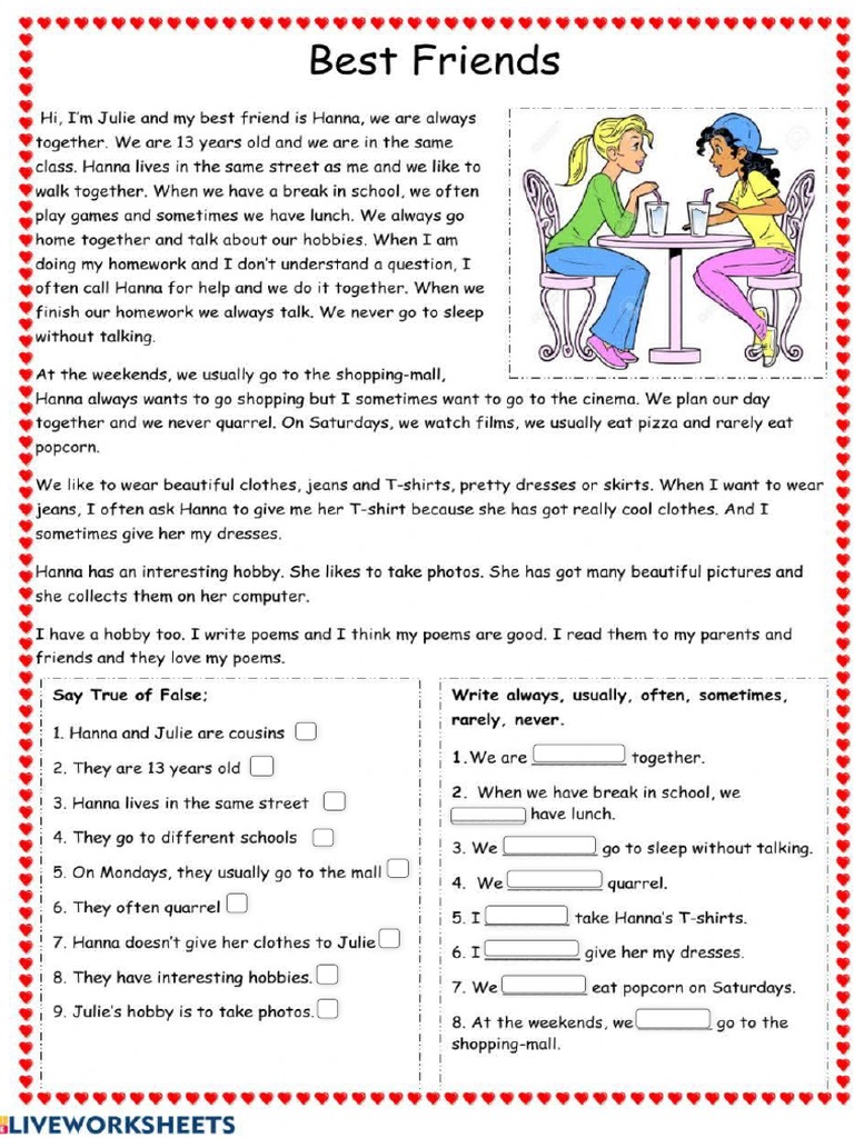 Best Friends Reading Worksheet | PDF
