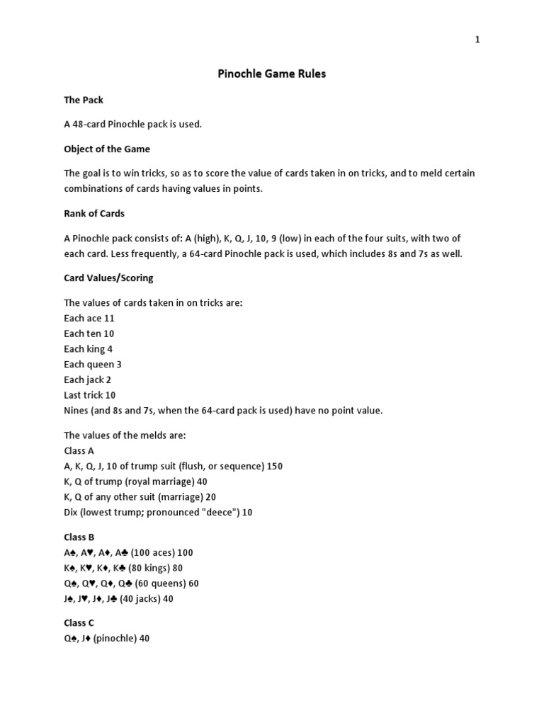 Pinochle Rules | PDF | Trick Taking Card Games | Consumer Goods