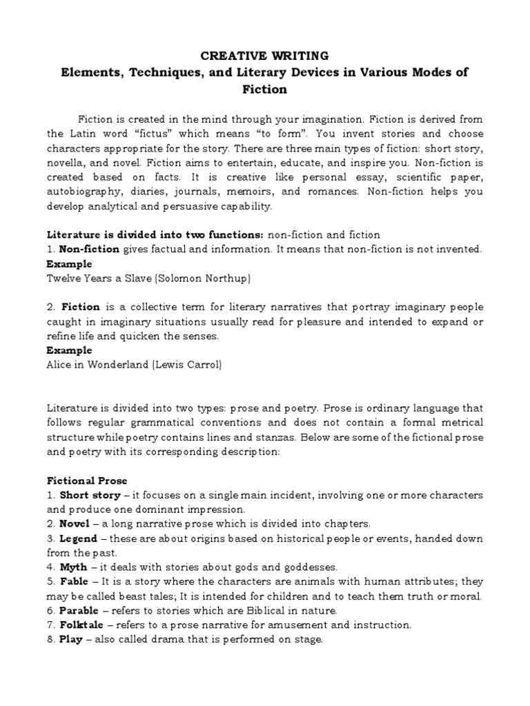 Fiction Techniques and Literary Devices | PDF | Narrative | Poetry