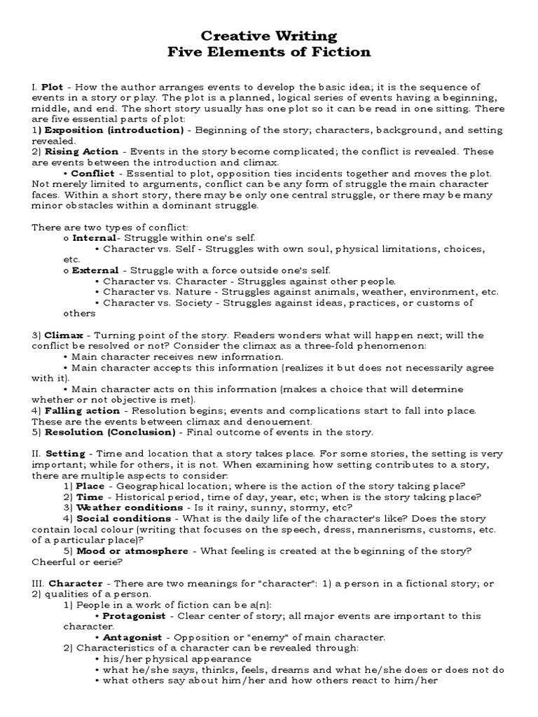 Five Elements of Fiction | PDF | Narration | Plot (Narrative)