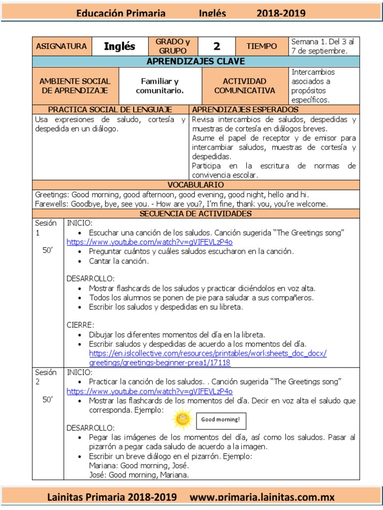 2do Grado Inglés Pdf Educación Primaria Lingüística